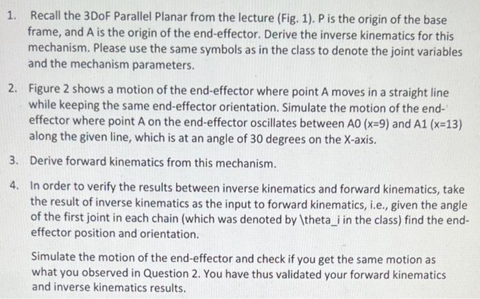 Solved 1. Recall the 3DoF Parallel Planar from the lecture | Chegg.com