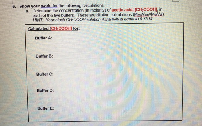 5. Enter your data for the acetate buffer solutions | Chegg.com