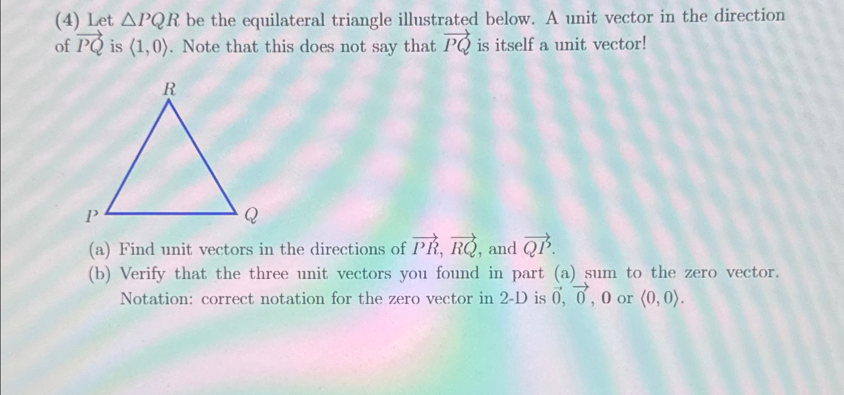 Solved (4) ﻿Let ????PQR ﻿be the equilateral triangle | Chegg.com