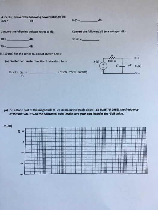Solved 4. (5 pts) Convert the following power ratios to dB: | Chegg.com