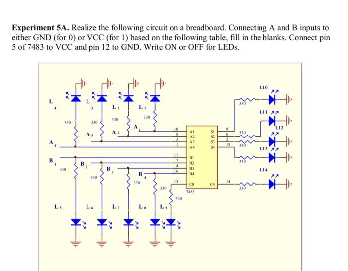 Solved Experiment 5A. Realize the following circuit on a | Chegg.com