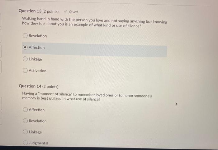 Solved Question 13 (2 points) Saved Walking hand in hand | Chegg.com