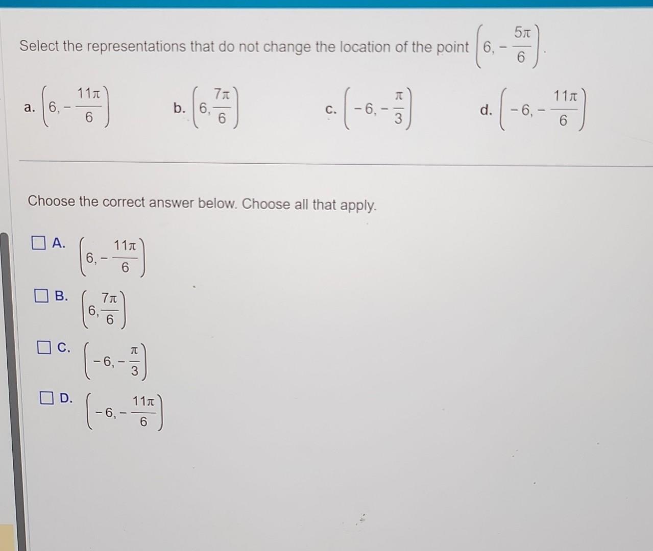 Solved Select the representations that do not change the | Chegg.com