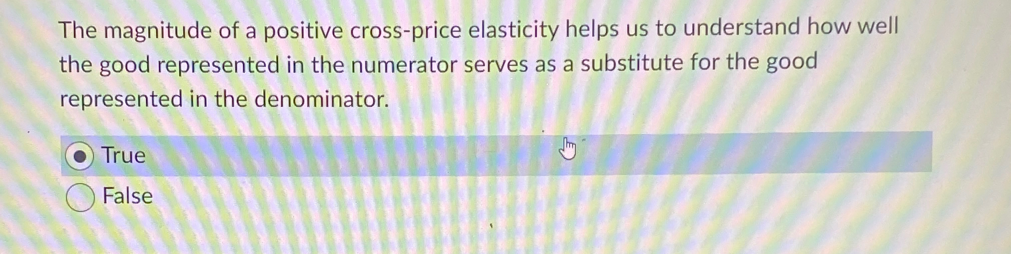 Solved The magnitude of a positive cross-price elasticity | Chegg.com