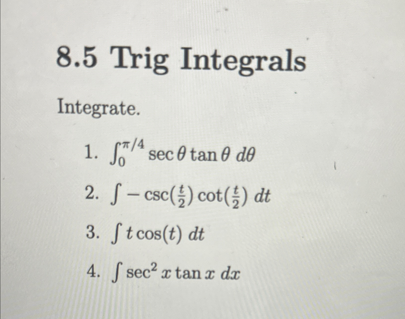 Solved 8.5 ﻿Trig | Chegg.com