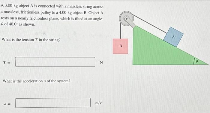 Solved A 3.00-kg object A is connected with a massless | Chegg.com