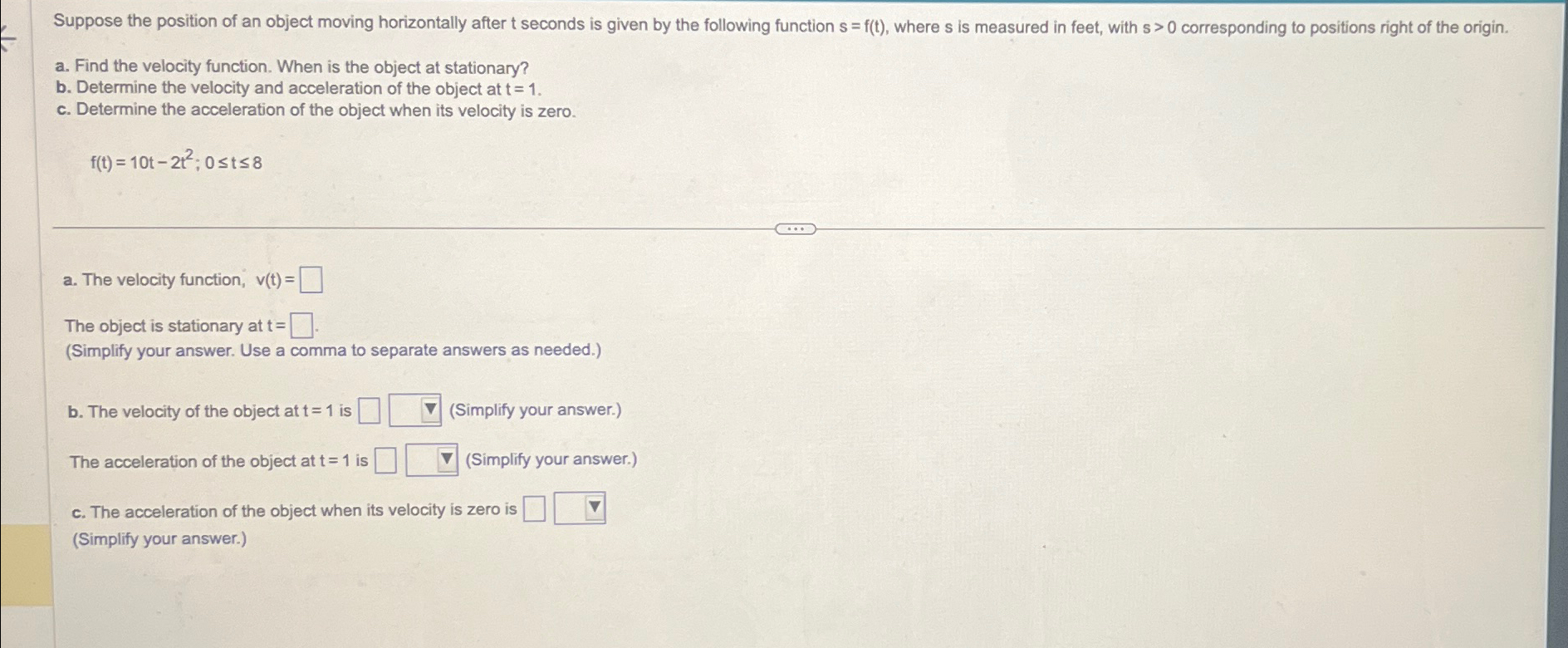 Solved Suppose The Position Of An Object Moving Horizontally