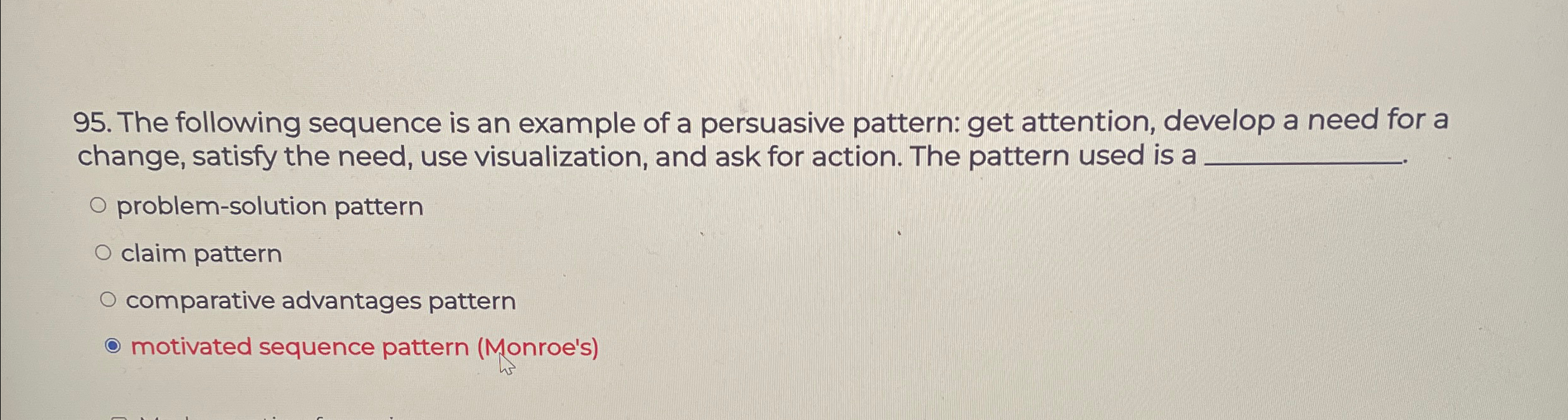 Solved The following sequence is an example of a persuasive | Chegg.com