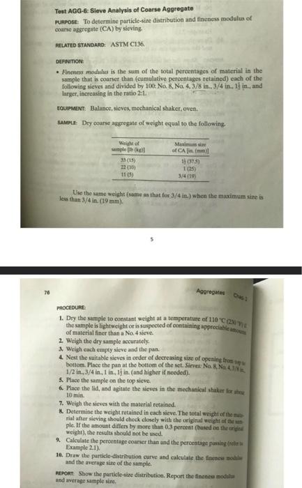 Solved Test AGG-6: Sieve Analysis of Coarse Aggregate | Chegg.com