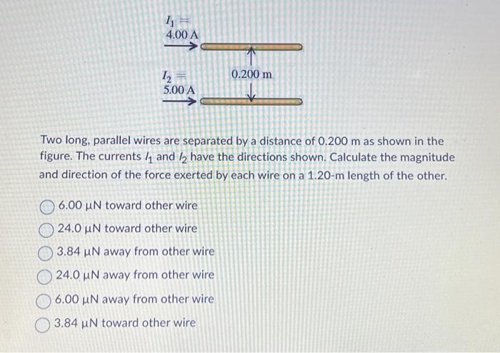Solved Two long, parallel wires are separated by a distance | Chegg.com