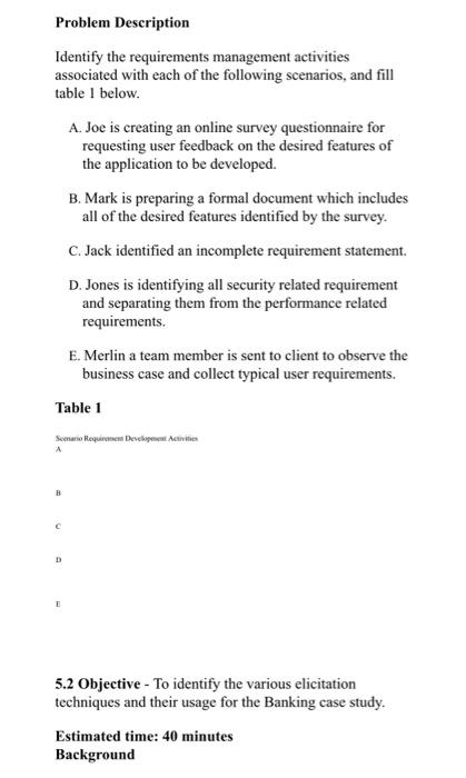 Problem Description Identify the requirements | Chegg.com