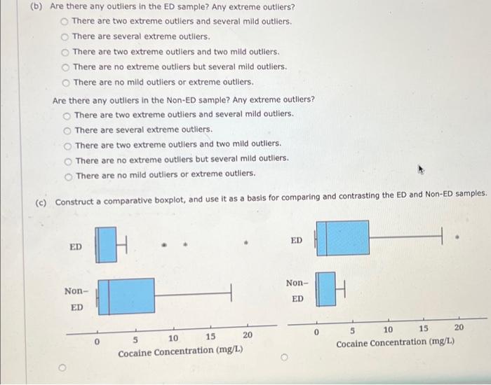 Solved Blood cocaine concentration (mg/L) was determined | Chegg.com