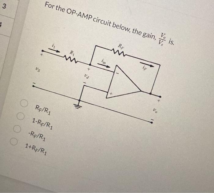 Solved For the OP−AMP circuit below, the gain V0 | Chegg.com
