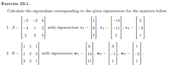 Solved Exercise 23.1.Calculate the eigenvalues corresponding | Chegg.com
