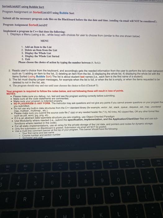 Solved Sorted Listadt Using Bubble Sort Program Assignment 