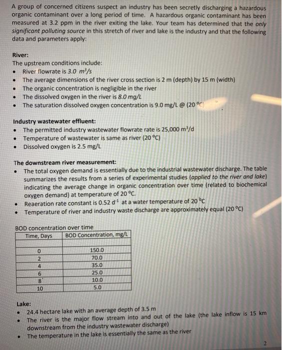 Solved determine what the industrial wastewater BOD mass | Chegg.com
