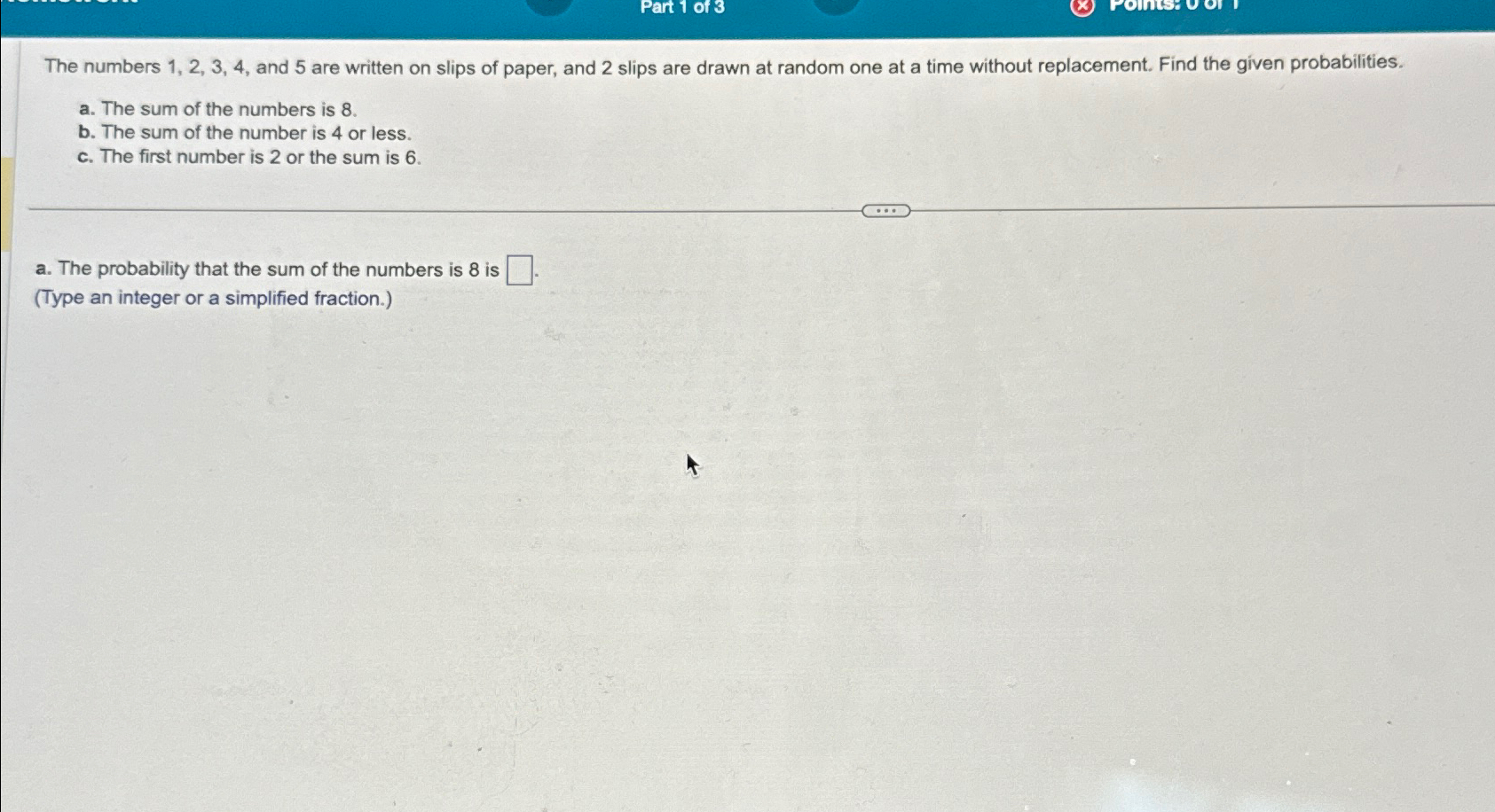 Solved Part 1 ﻿of 3The numbers 1,2,3,4, ﻿and 5 ﻿are written | Chegg.com