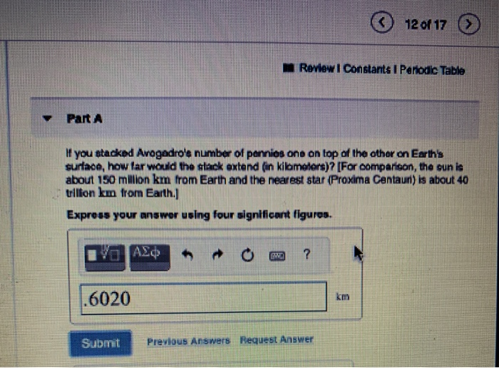 Solved 12 of 17 Review 1 Constants 1 Penodic Table Part A | Chegg.com