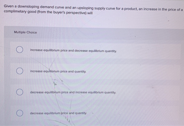 Solved Given a downsloping demand curve and an upsloping | Chegg.com