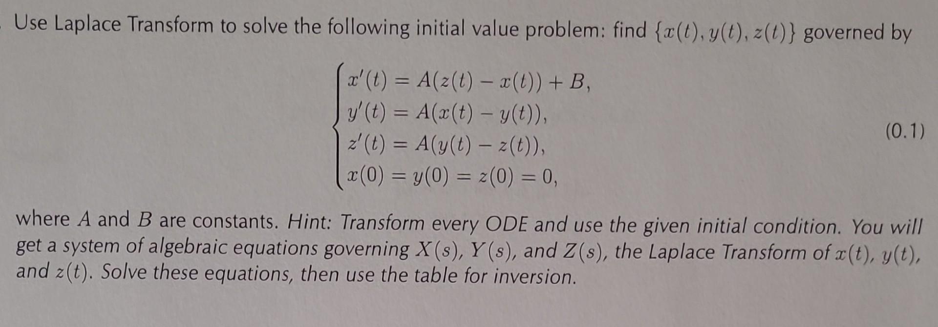 Solved Use Laplace Transform to solve the following initial | Chegg.com