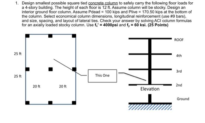 Solved 1. Design smallest possible square tied concrete | Chegg.com