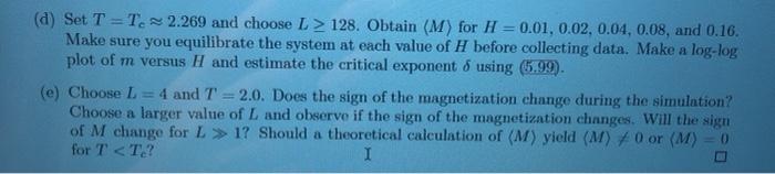 Problem 5.13. Simulation of the two-dimensional Ising | Chegg.com
