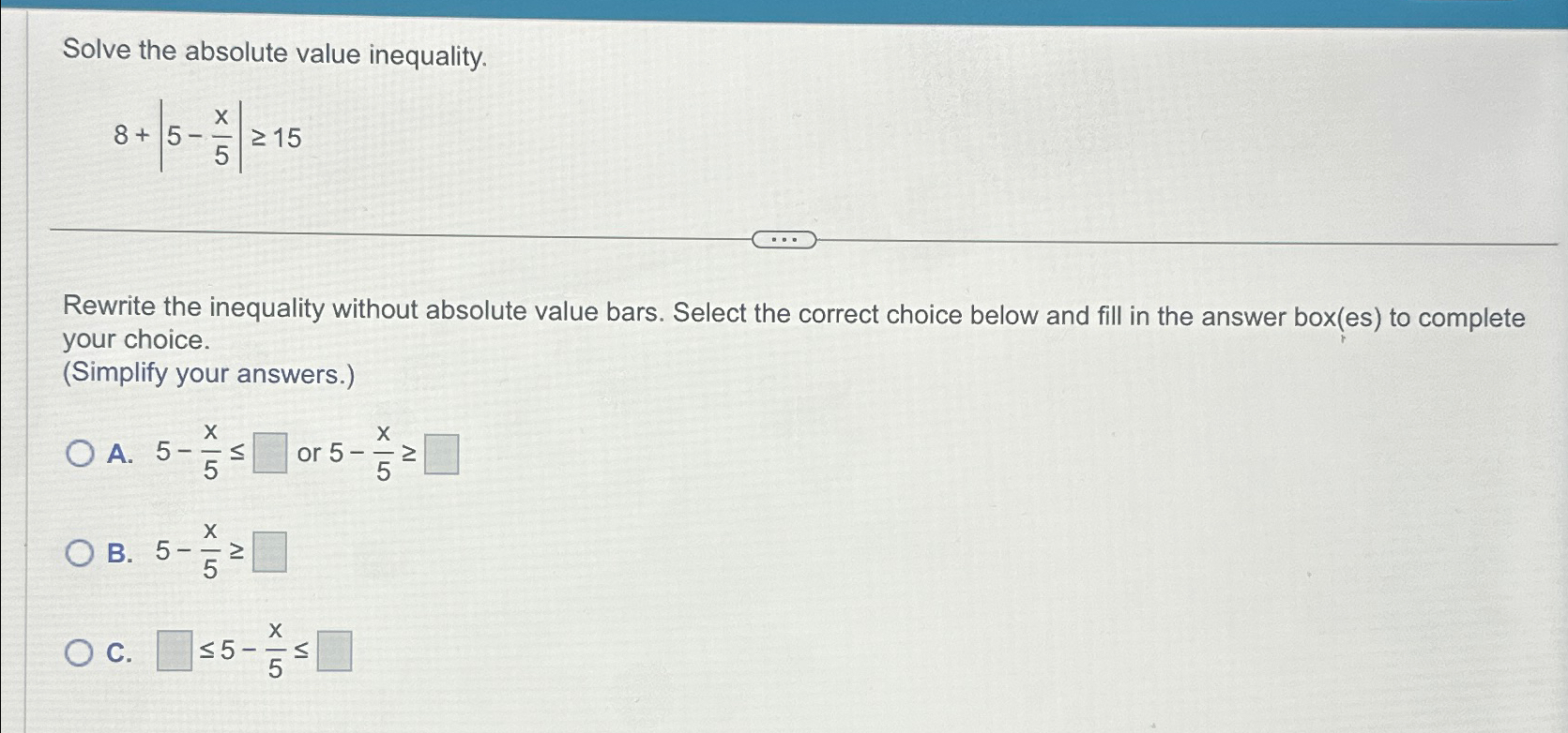 Solved Solve the absolute value | Chegg.com