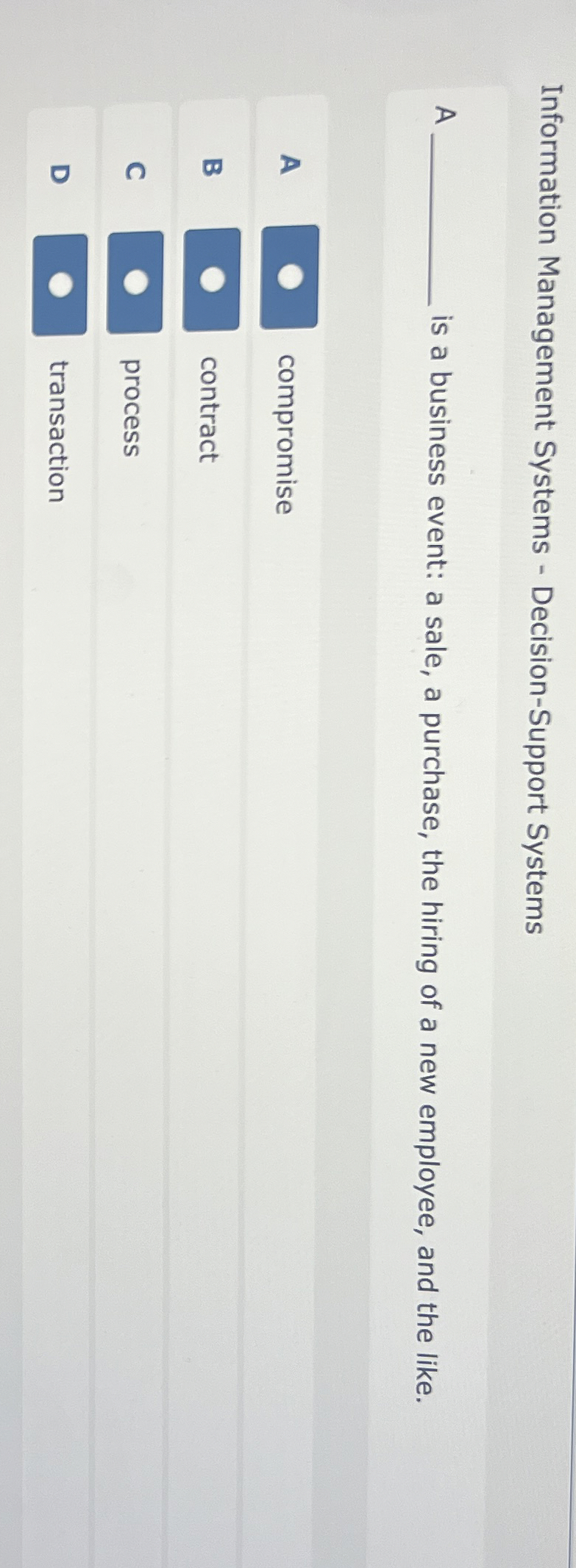Solved Information Management Systems - ﻿Decision-Support | Chegg.com