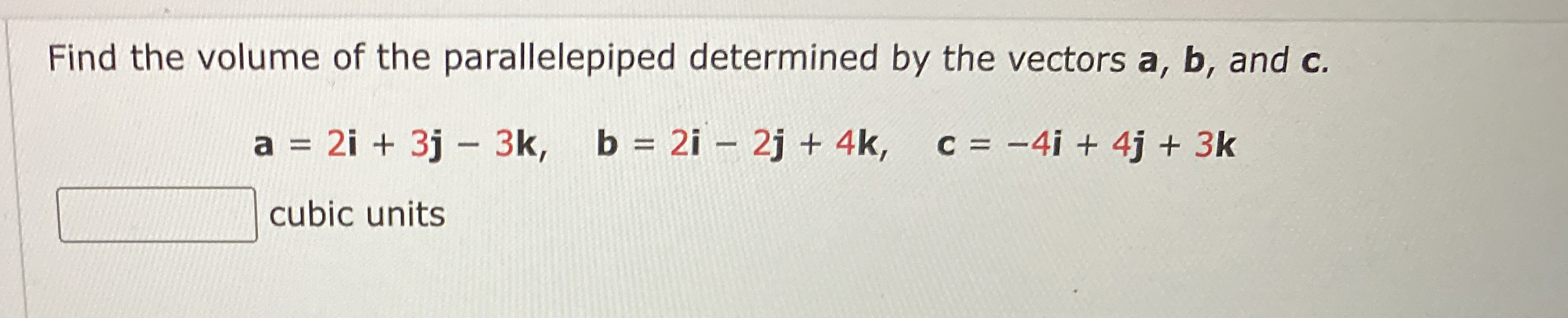 Solved Find the volume of the parallelepiped determined by | Chegg.com