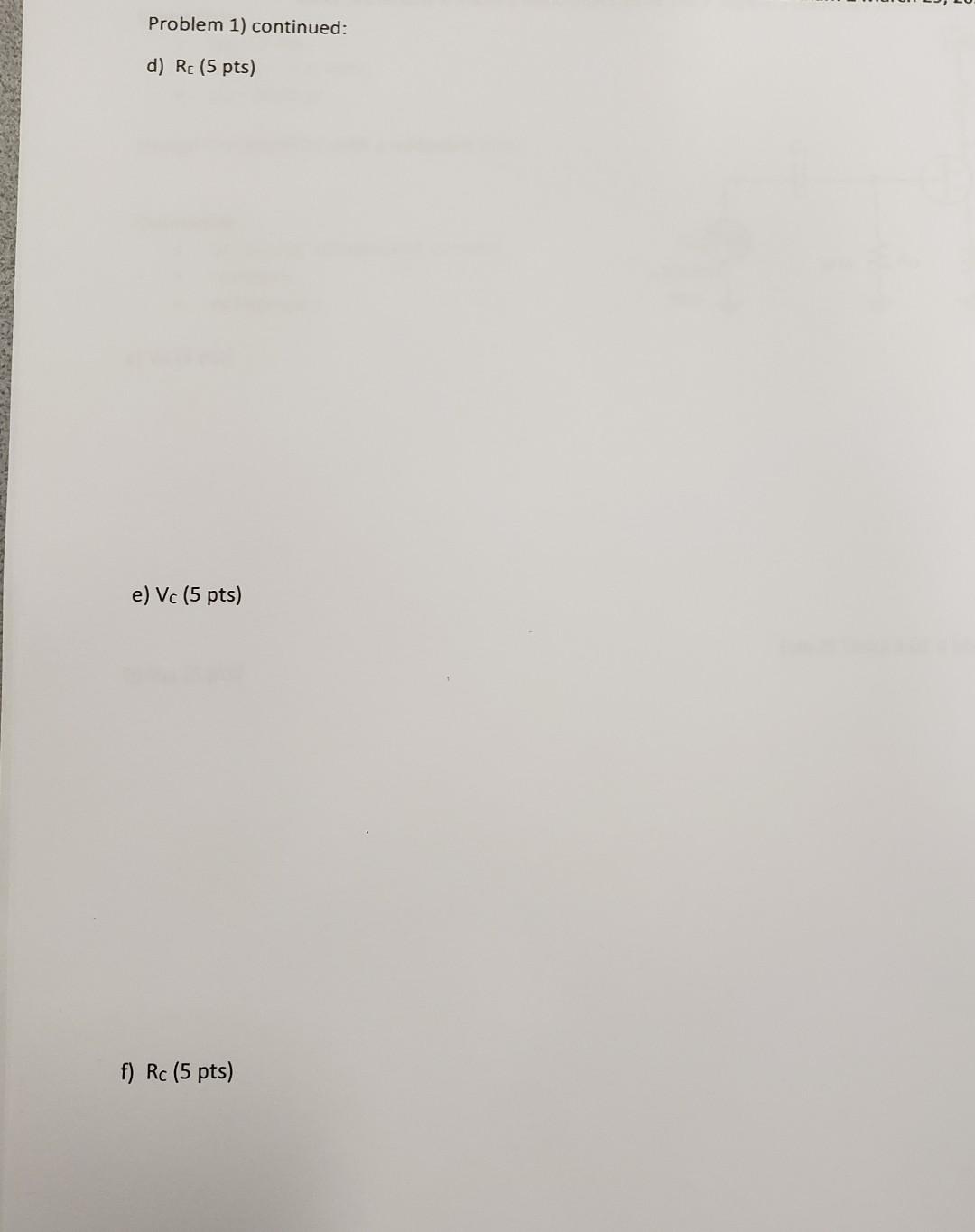Solved 1) Consider the following circuit: +Vcc = 20v M Rc | Chegg.com