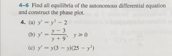 Solved 4-6 Find all equilibria of the autonomous | Chegg.com