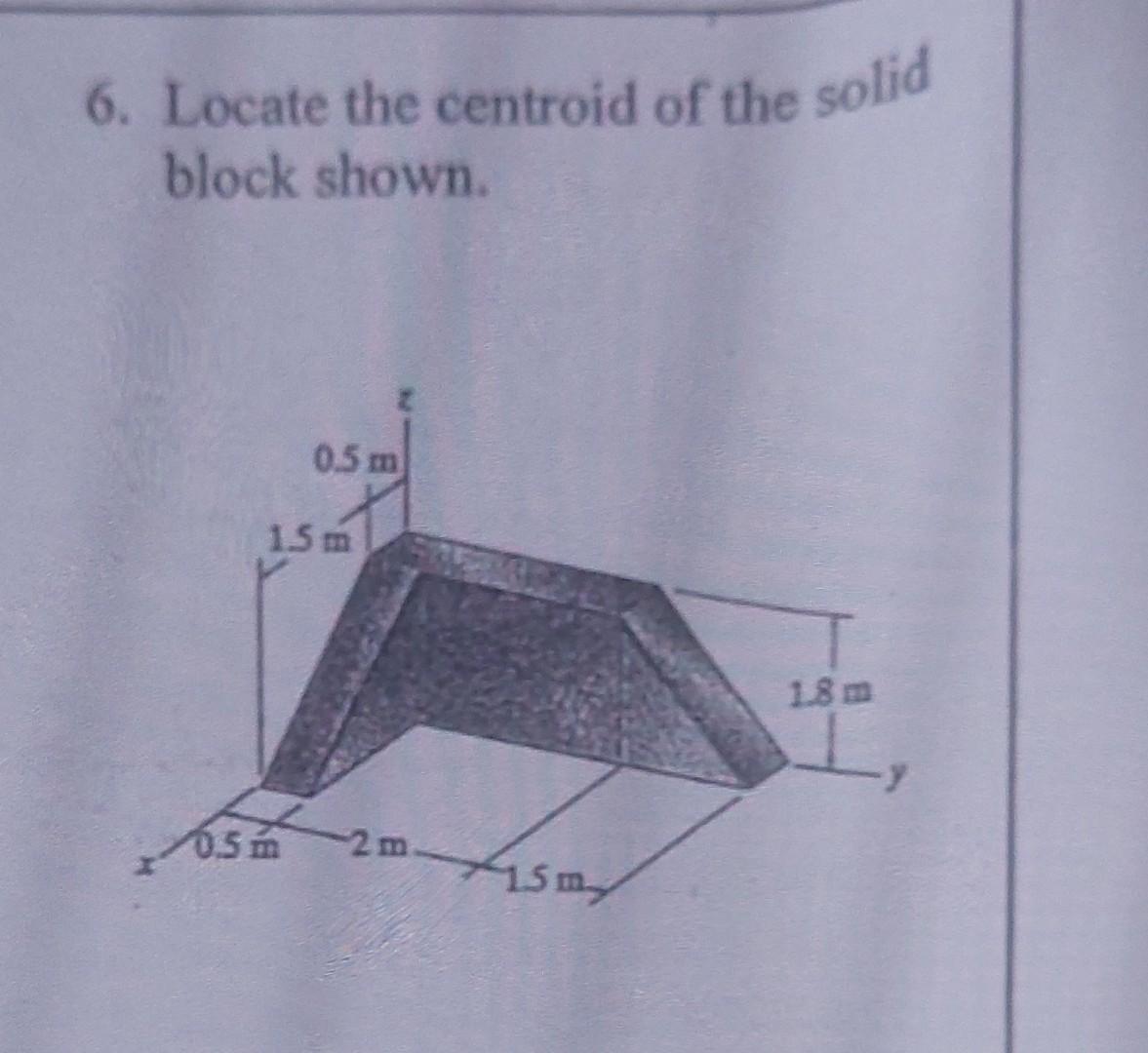 Solved 6. Locate the centroid of the solid block shown. | Chegg.com