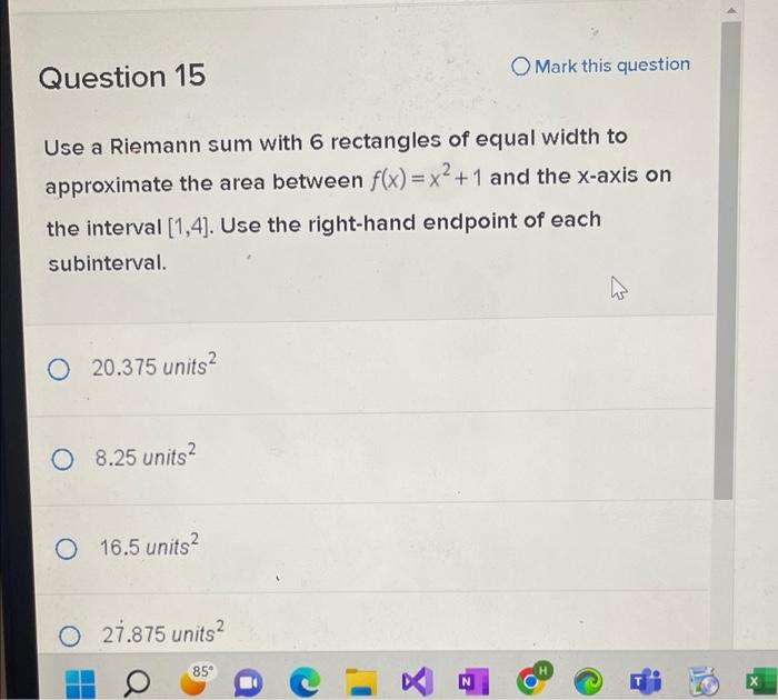 Solved Use a Riemann sum with 6 rectangles of equal width to | Chegg.com