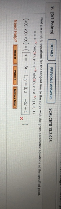 Solved 9. [0/1 Points] DETAILS PREVIOUS ANSWERS SCALCET8 | Chegg.com