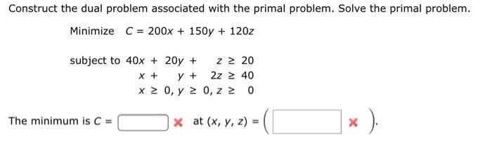 Solved Construct the dual problem associated with the primal | Chegg.com