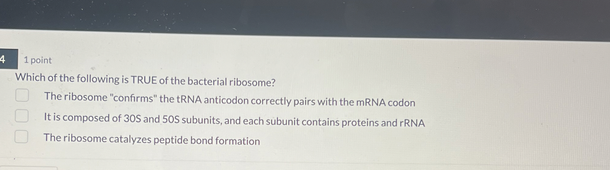 Solved 1 ﻿pointWhich of the following is TRUE of the | Chegg.com