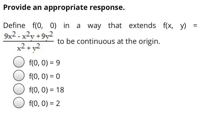Solved Provide an appropriate response. II Define fo, 0) in | Chegg.com