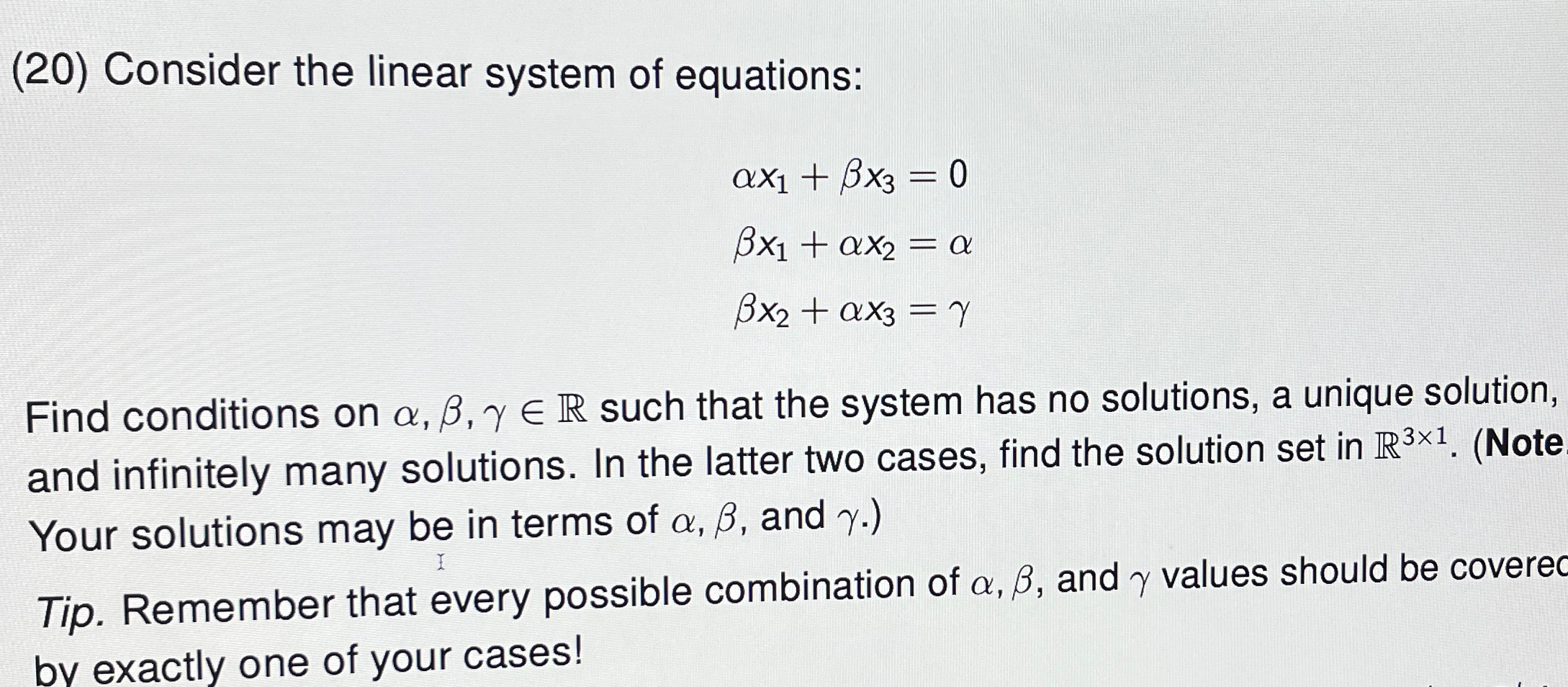 Solved Consider the linear system of | Chegg.com