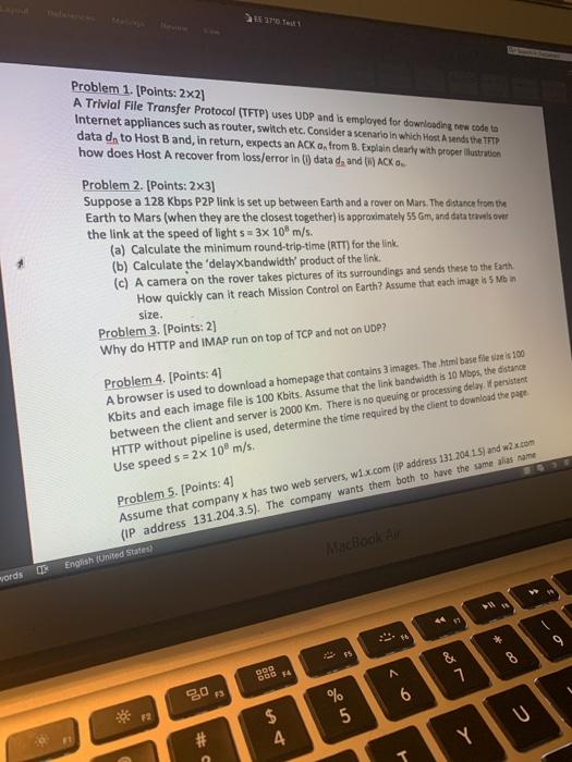 Solved 253T Problem 1. (Points: 2x2) A Trivial File Transfer | Chegg.com