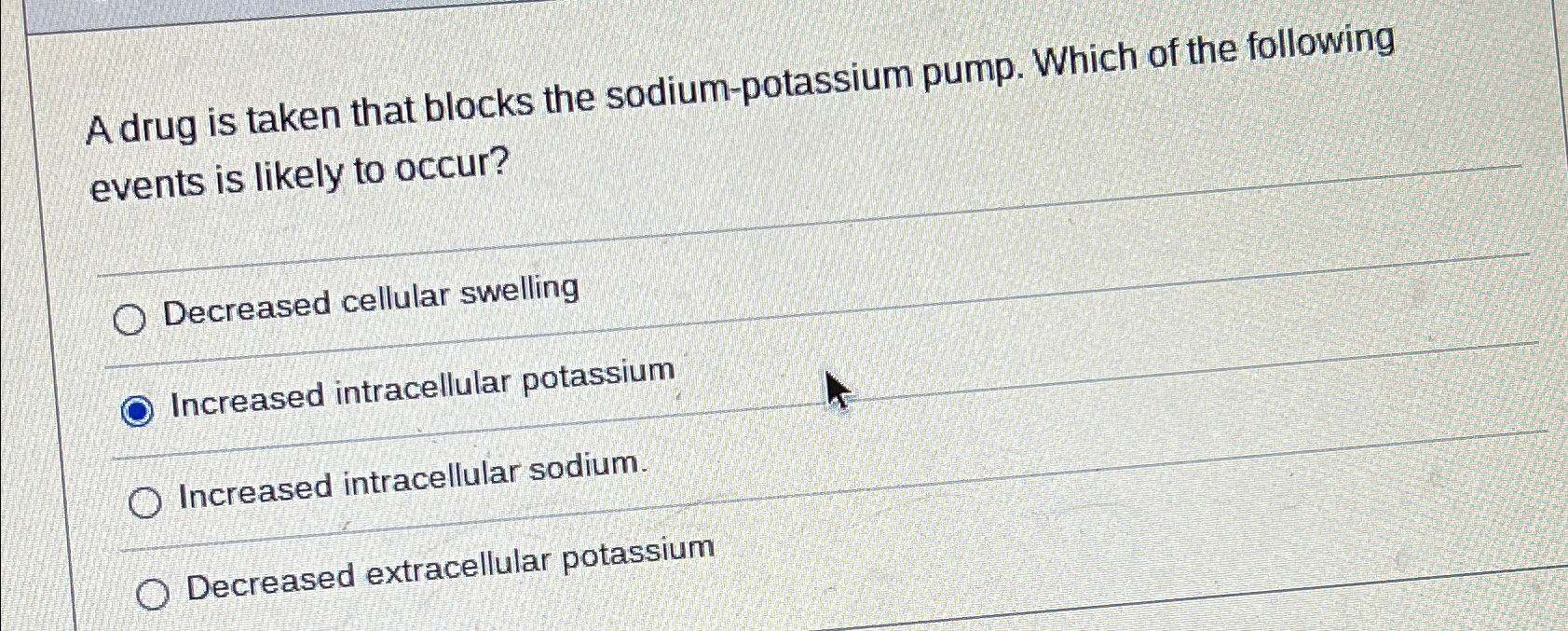Solved Adrug is taken that blocks the sodium-potassium pump. | Chegg.com