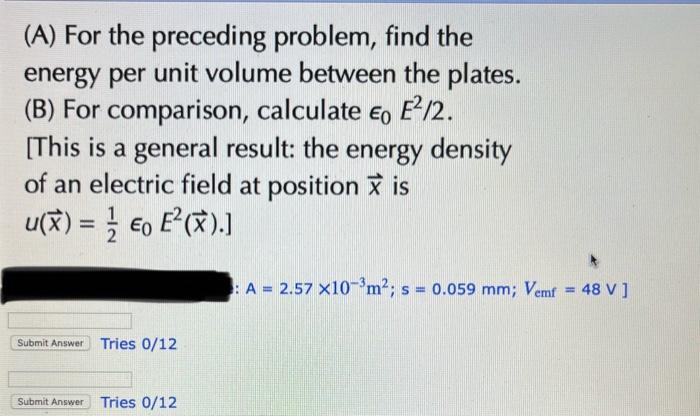Solved (A) For the preceding problem, find the energy per | Chegg.com