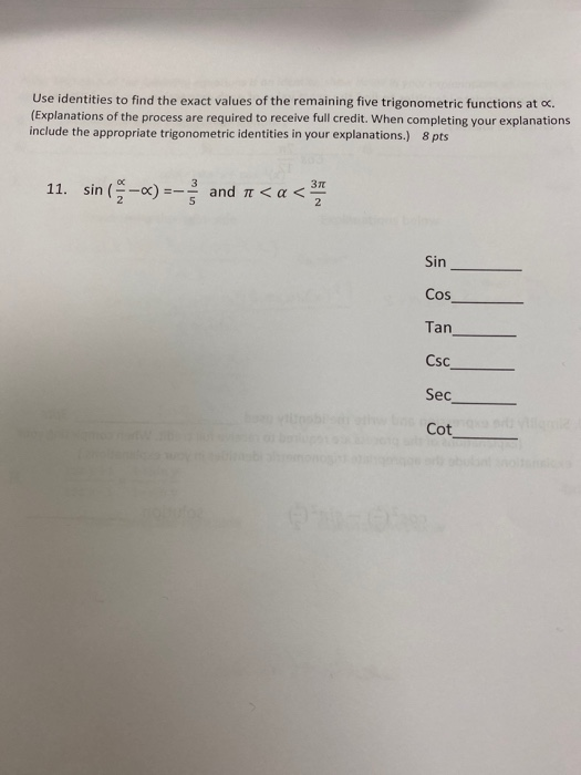 Solved Use identities to find the exact values of the | Chegg.com