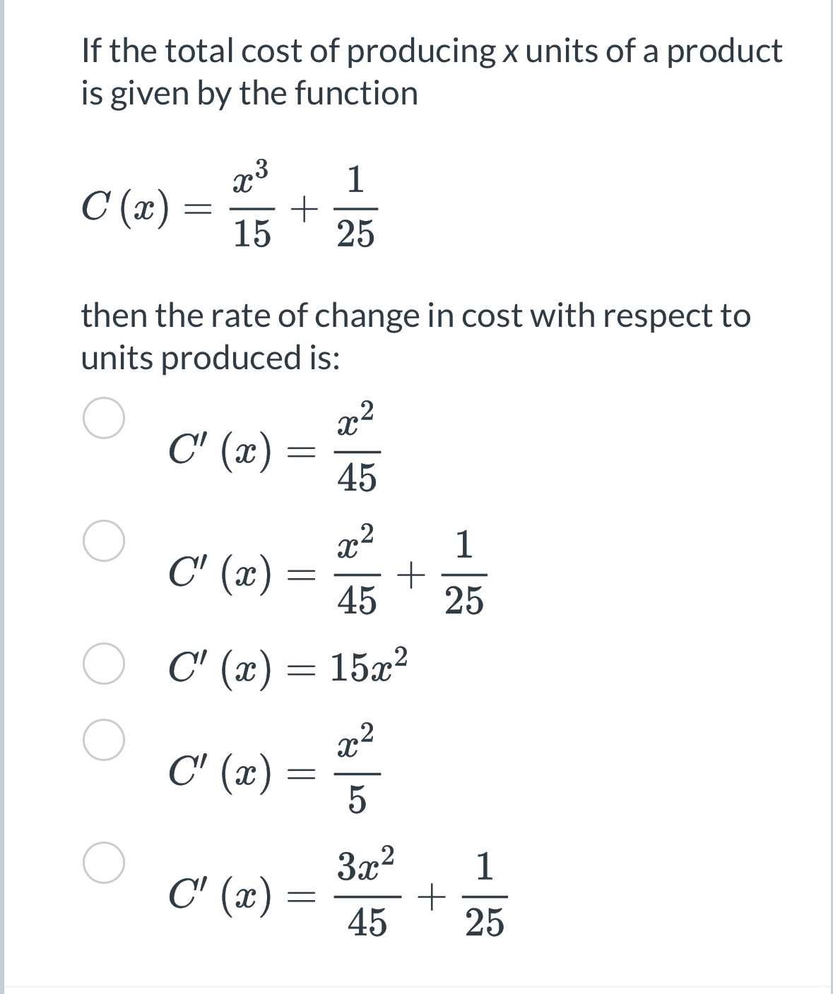 Solved If the total cost of producing x ﻿units of a product | Chegg.com