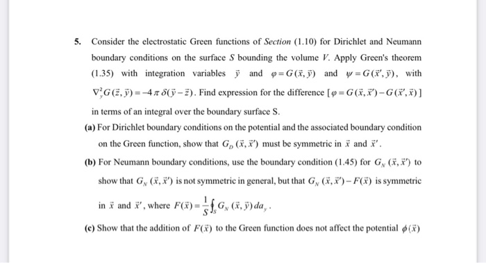 Solved 5. Consider the electrostatic Green functions of | Chegg.com