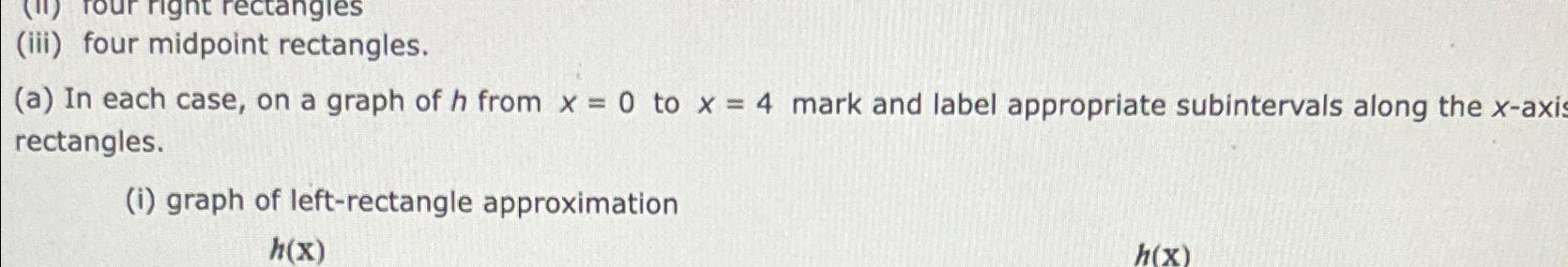 Solved (iii) ﻿four midpoint rectangles.(a) ﻿In each case, on | Chegg.com