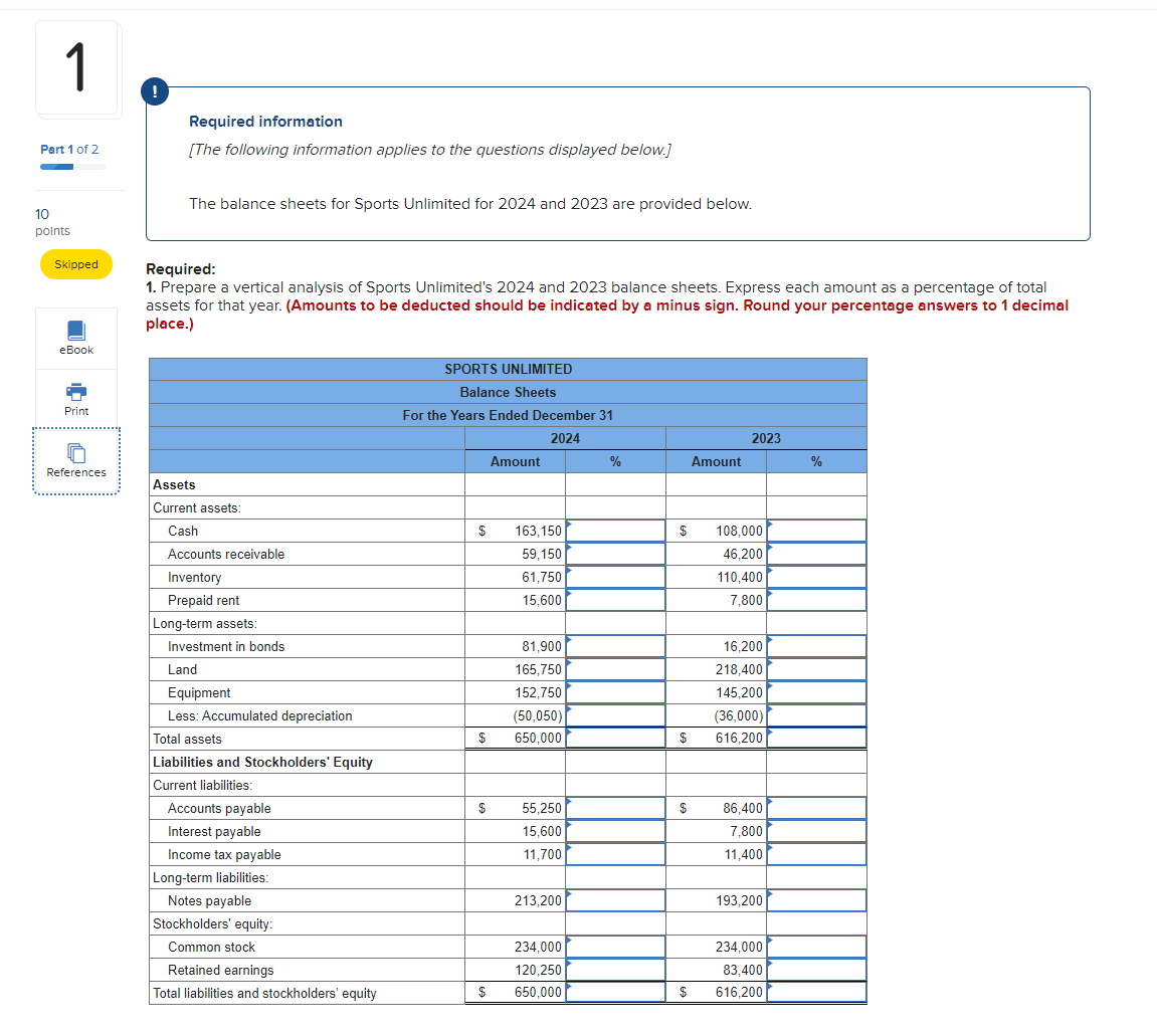 Solved 1Part 1 ﻿of 2Required information[The following | Chegg.com