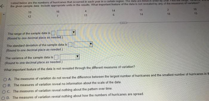 Solved the given sample data. Include appropriate units in | Chegg.com