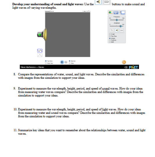 Solved Develop your understanding of sound and light waves: | Chegg.com