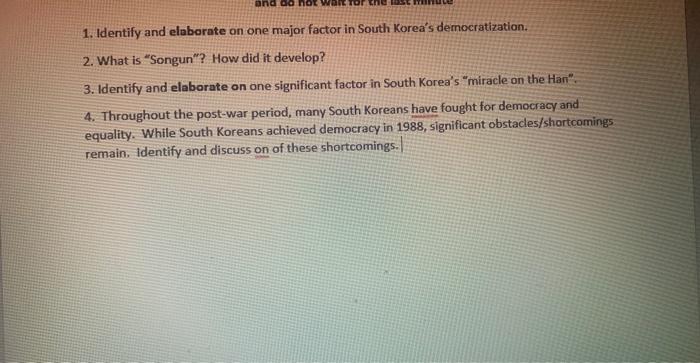 1. Identify and elaborate on one major factor in | Chegg.com 1. Identify and elaborate on one major factor in | Chegg.com