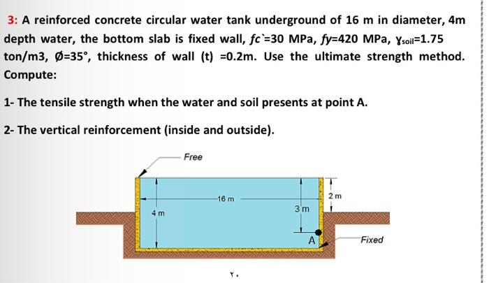 Solved 3: A reinforced concrete circular water tank | Chegg.com